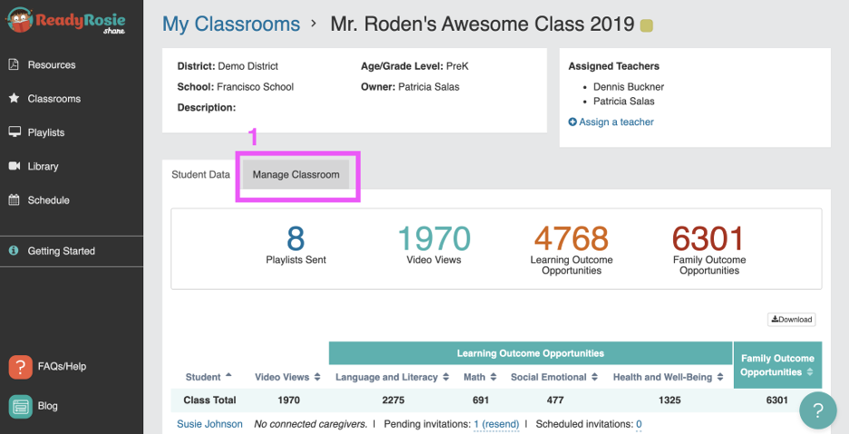 Adding a New Child to an Existing Classroom in ReadyRosie