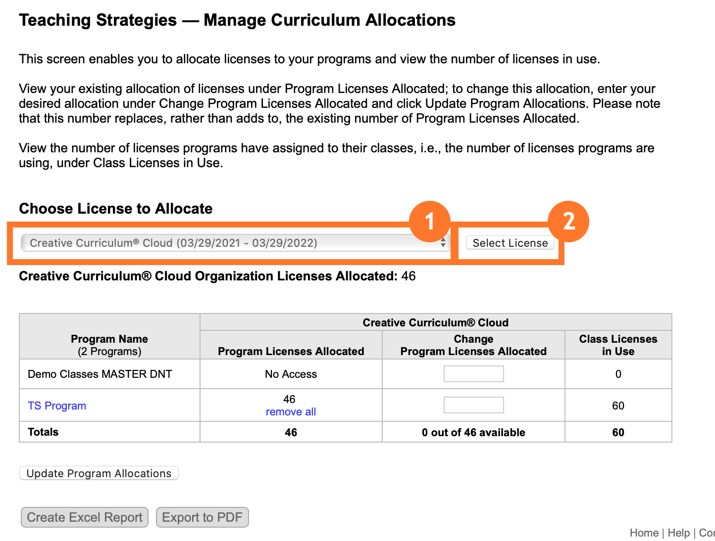 Allocating The Creative Curriculum Cloud Licenses To Classes