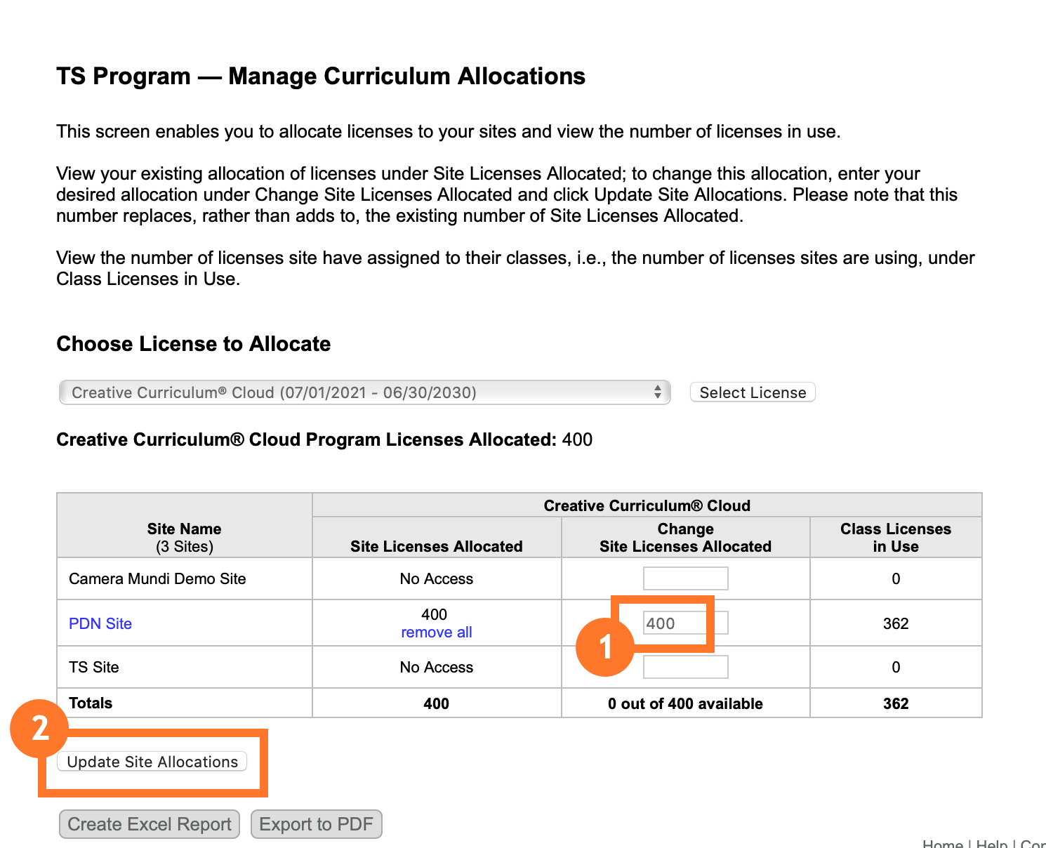 Allocating The Creative Curriculum Cloud Licenses To Classes