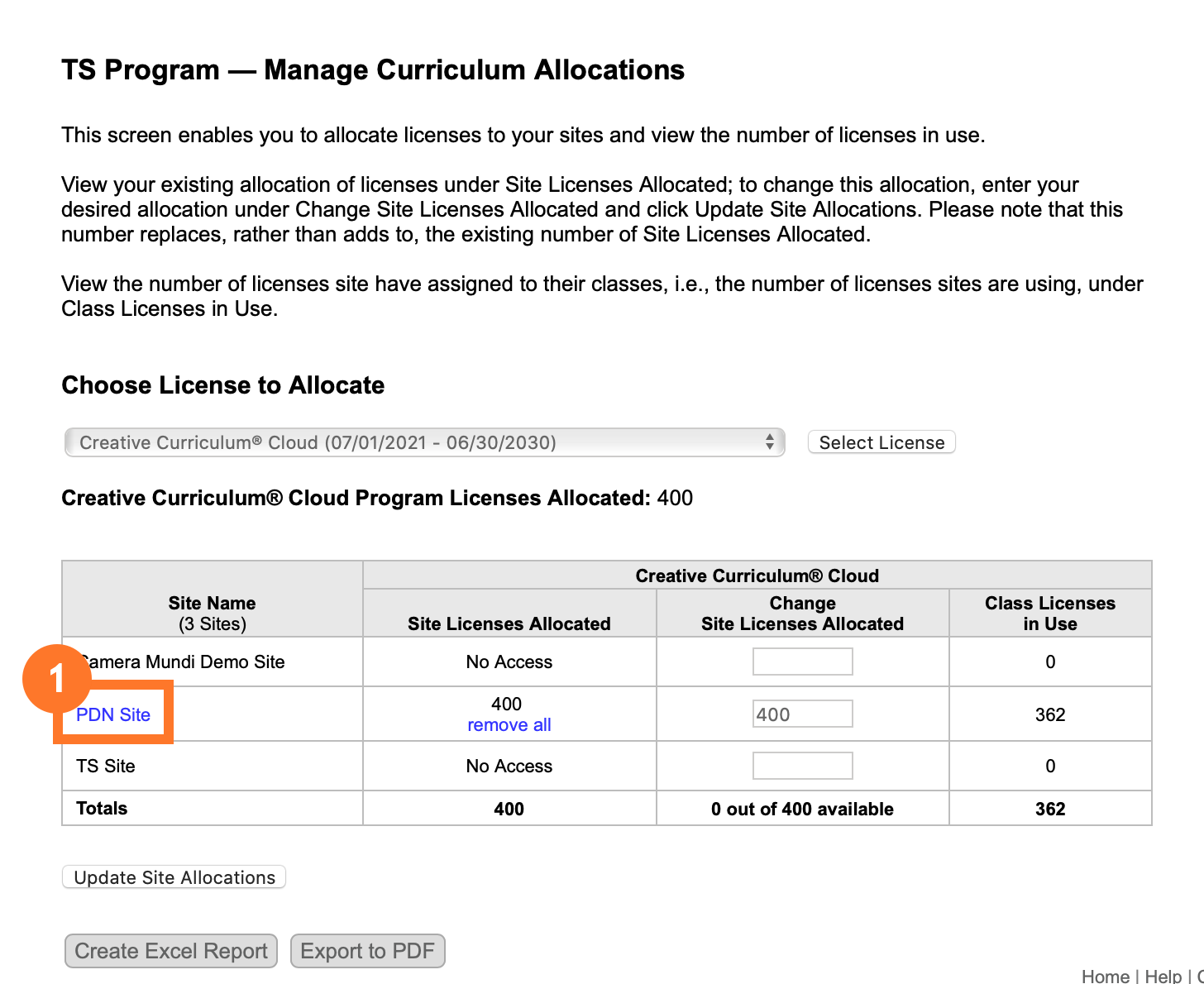 Allocating The Creative Curriculum Cloud Licenses To Classes
