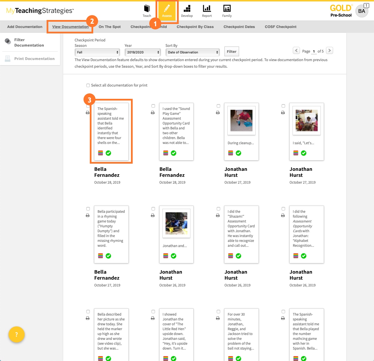 How do I find the observation ID for documentation?