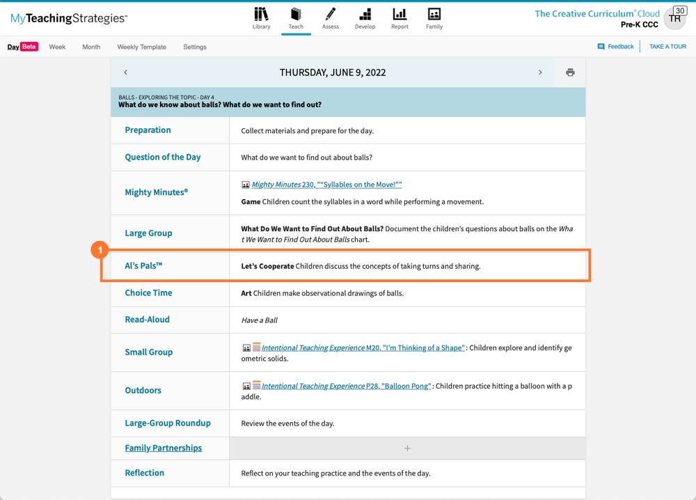 Planning for Al's Pals Lessons
