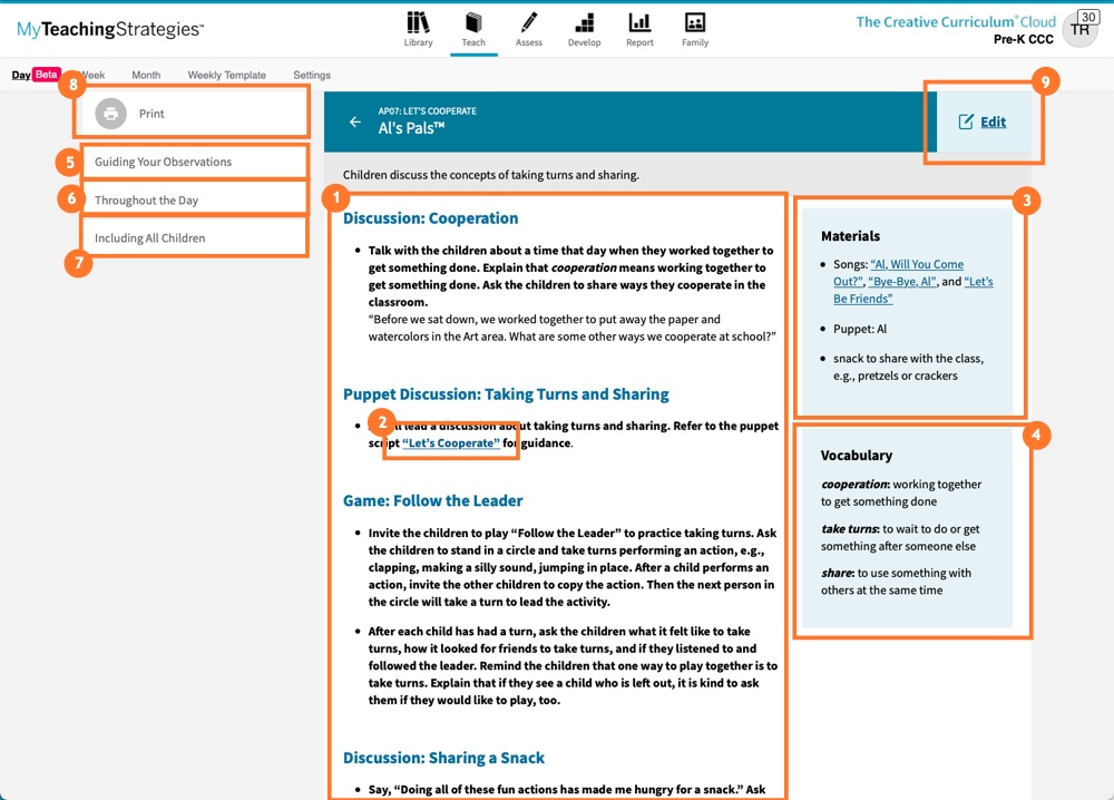 Planning for Al's Pals Lessons
