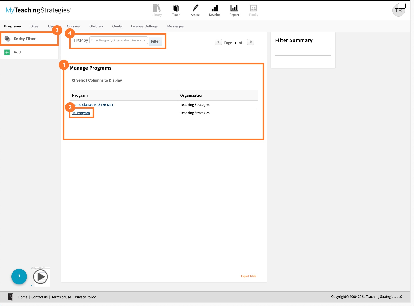 Adding Programs in MyTeachingStrategies