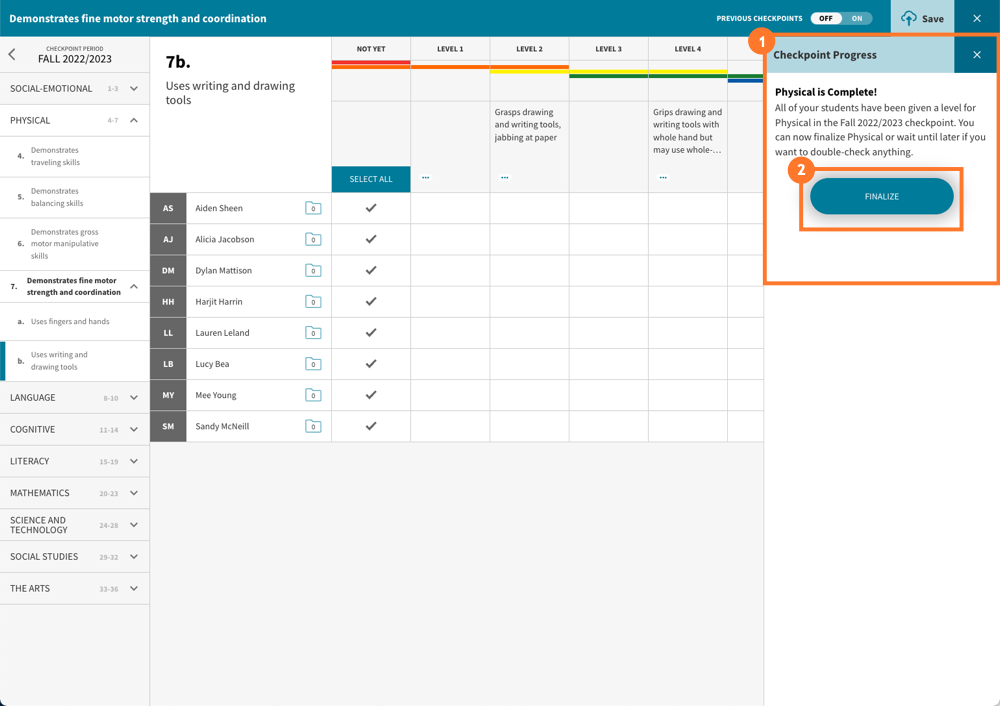 How do I finalize checkpoints?