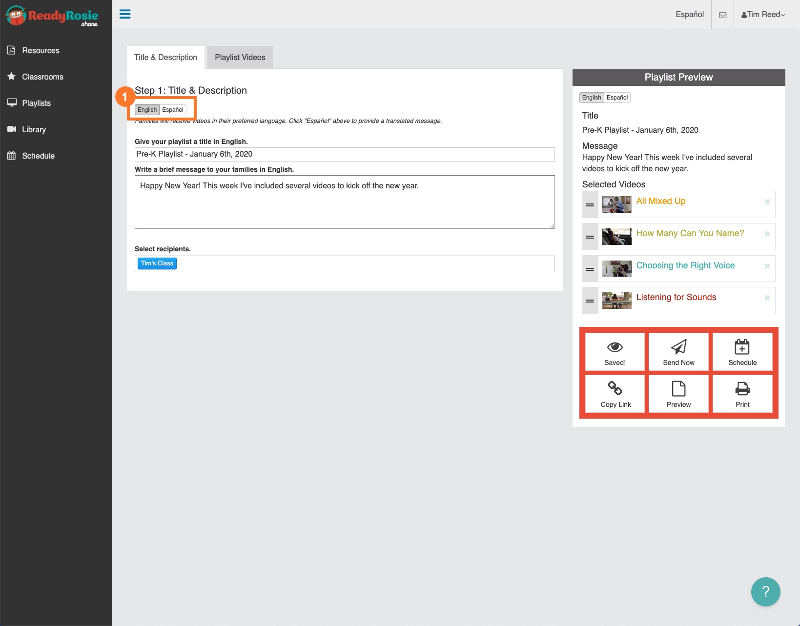 Translating Custom Playlists to Spanish in ReadyRosie