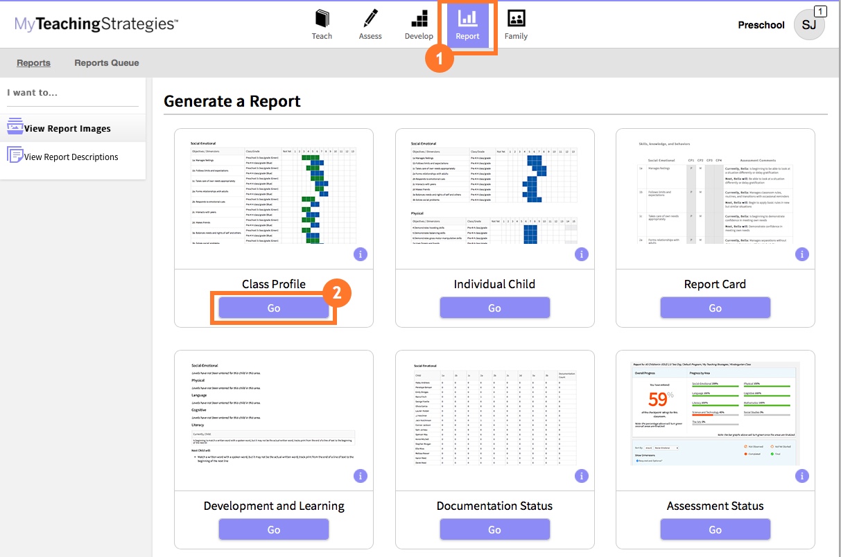 Class Profile Report - Teachers