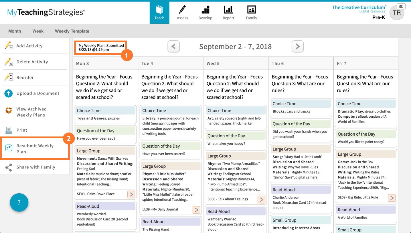 Submitting Weekly Plans to Administrators