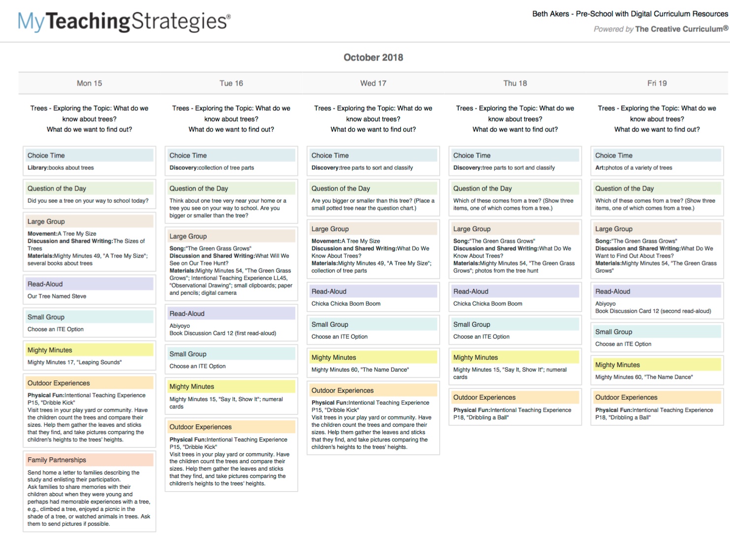 How do I print my weekly plan?