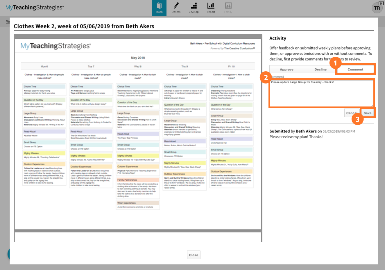 Weekly Plan Submissions