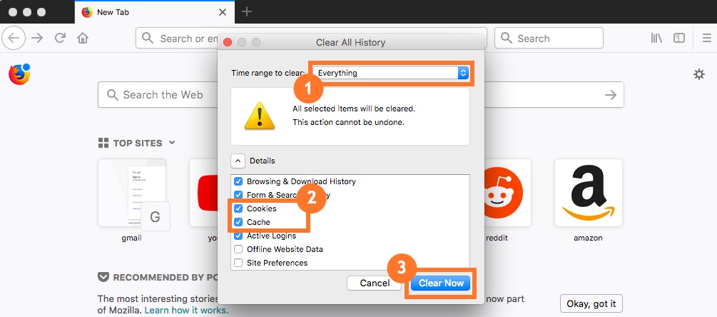 How do I clear my browser's cache and cookies if there are development ...