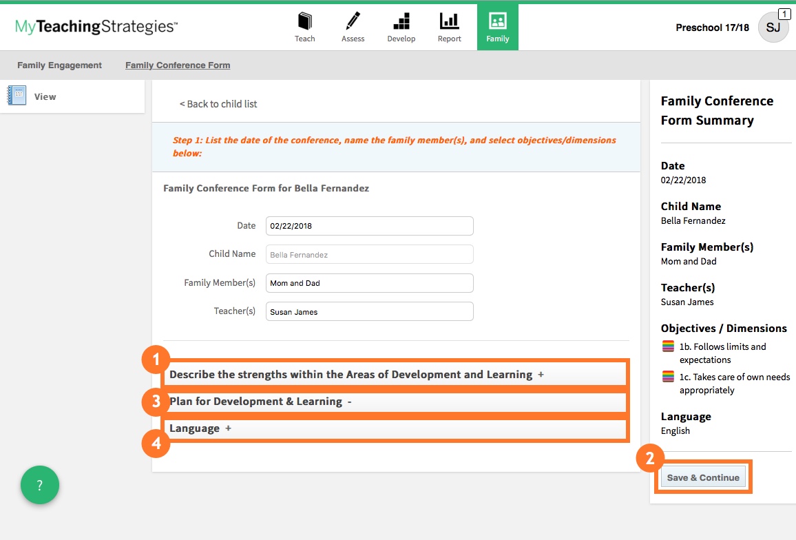 How do I edit a Family Conference Form?