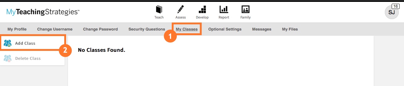 Adding Classes in MyTeachingStrategies - Teachers
