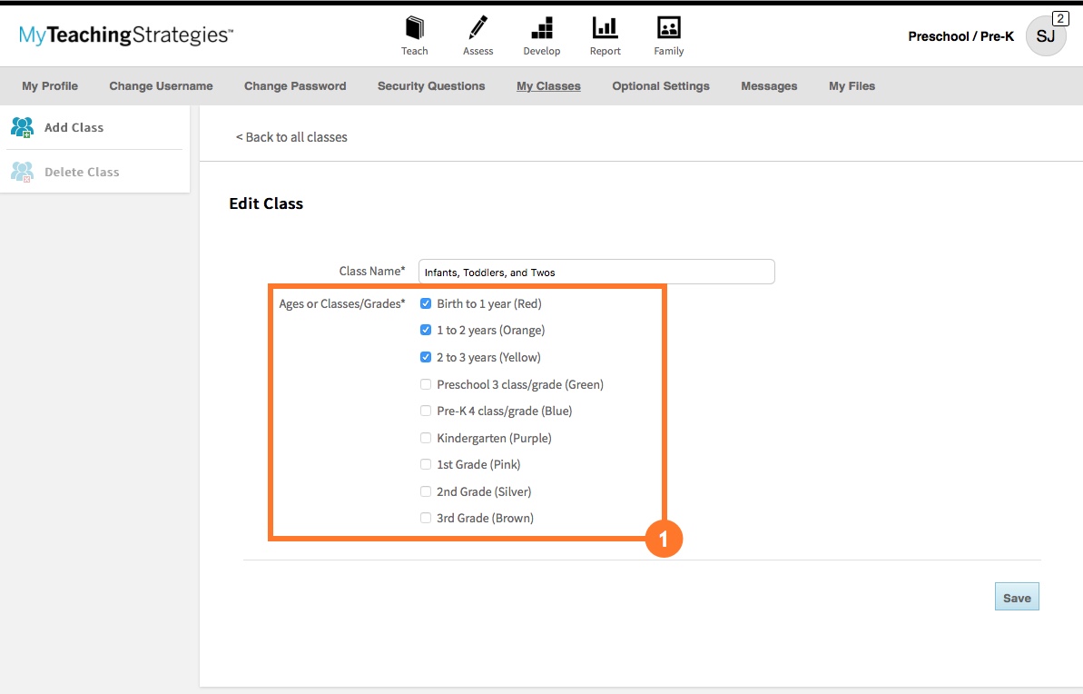Which ages or classes/grades should I assign to a class as a teacher in ...