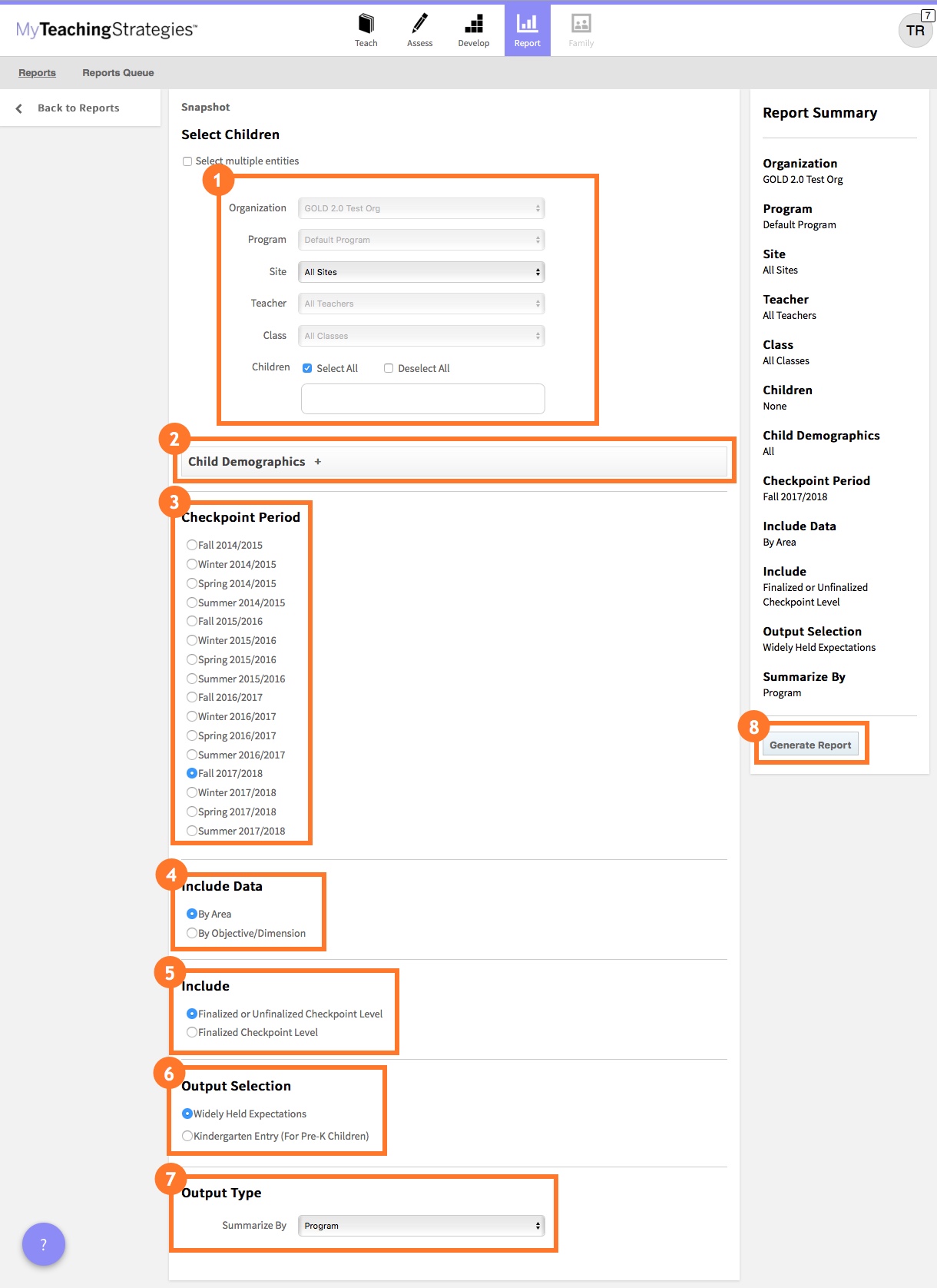 Snapshot Report - Administrators