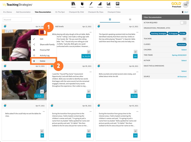 How do I delete documentation?