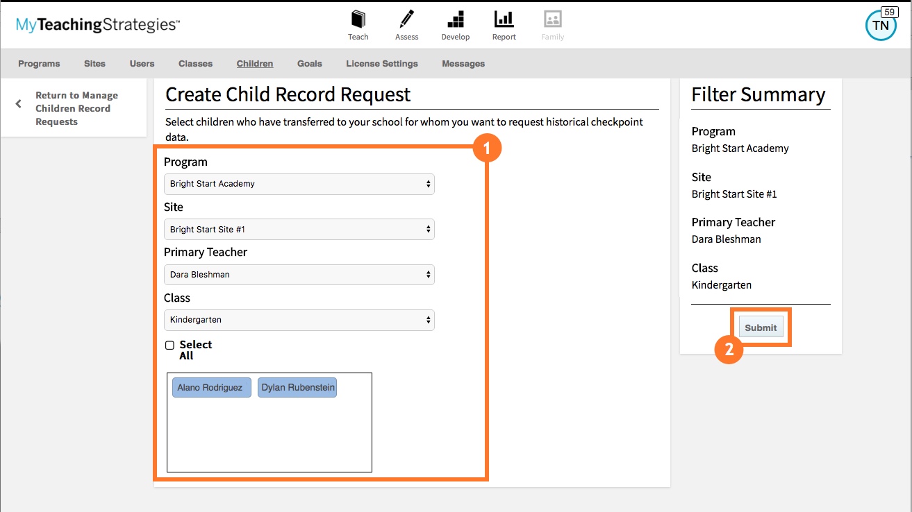 Managing Child Record Requests