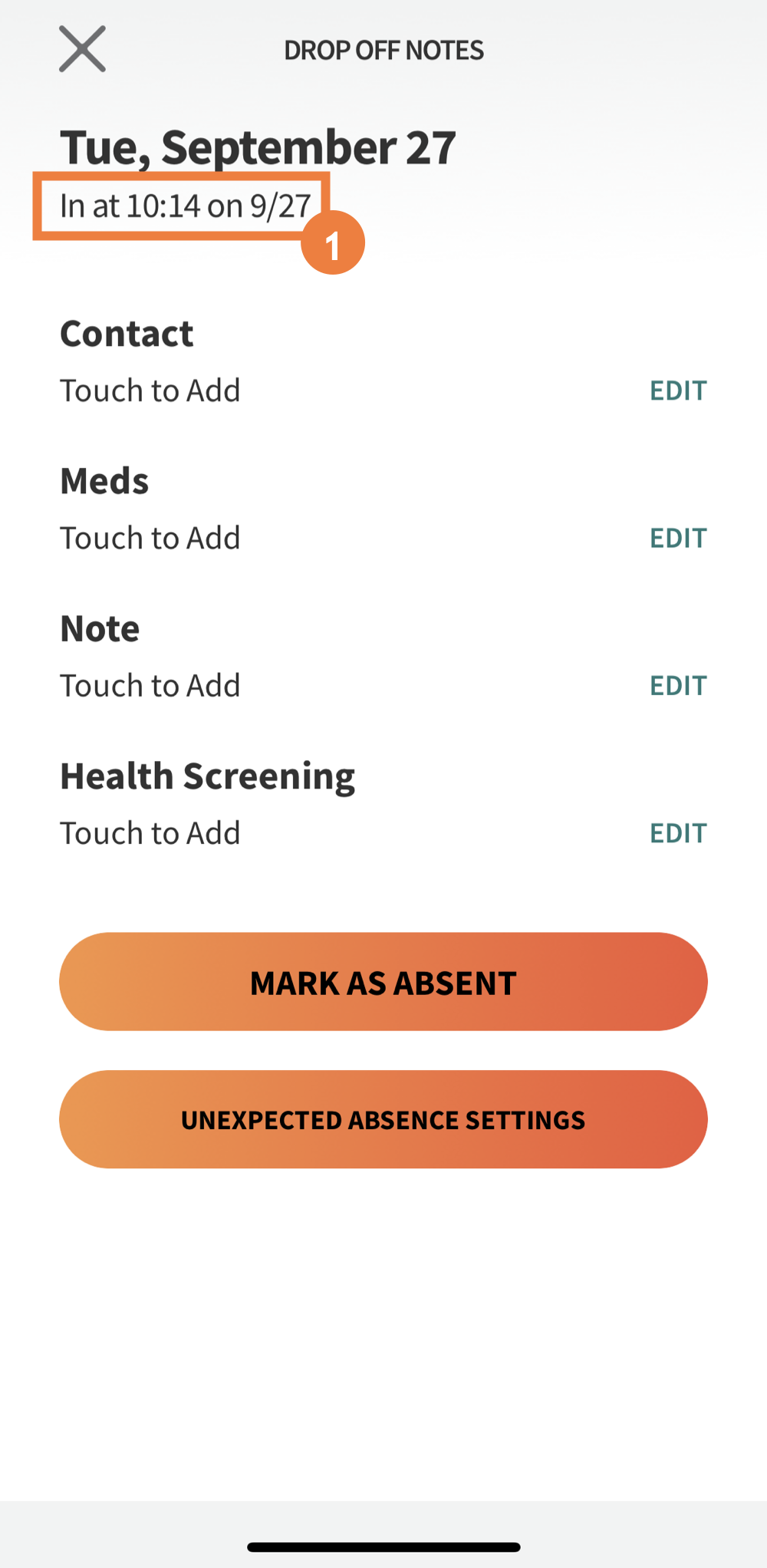 How do I view attendance and drop-off times in Tadpoles?