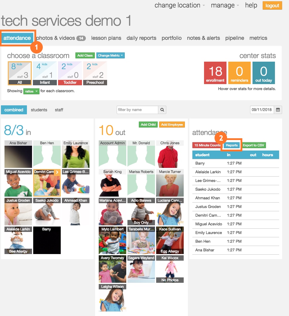 Generating the Attendance Times Report in Tadpoles for Children