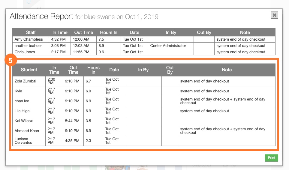 Generating the Attendance Summary Report in Tadpoles for Children