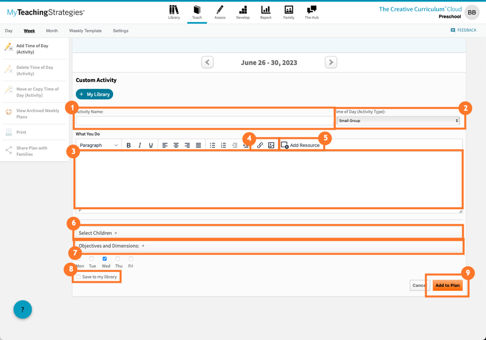Planning for Custom Activities