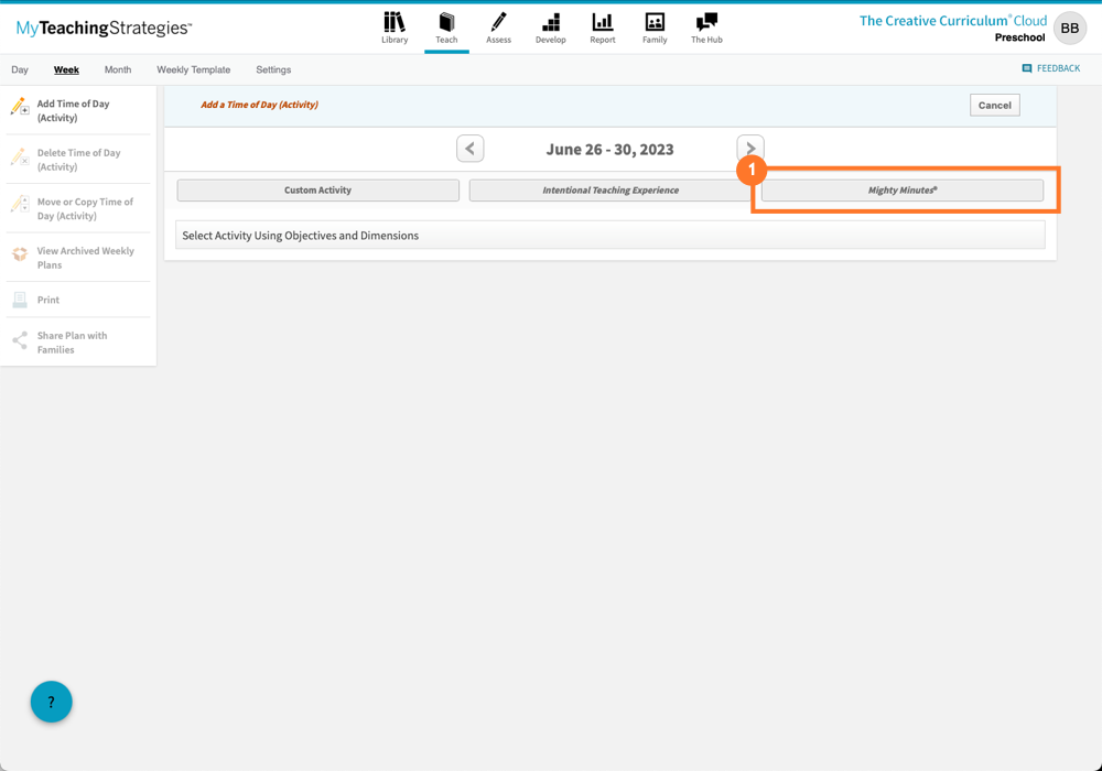Planning for Mighty Minutes