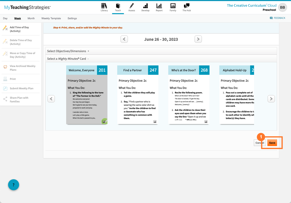 Planning for Mighty Minutes