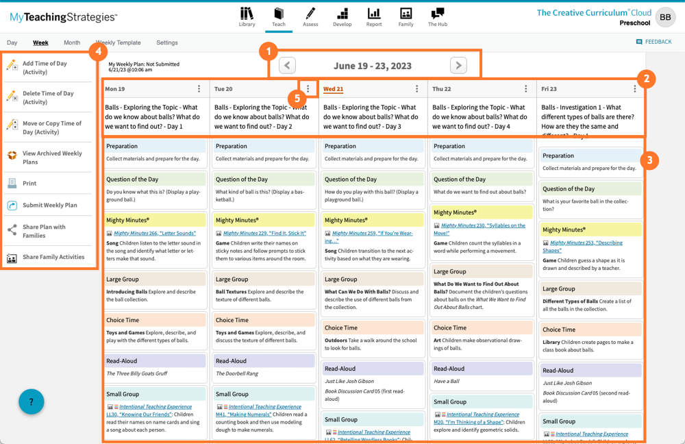Using the Week View Calendar