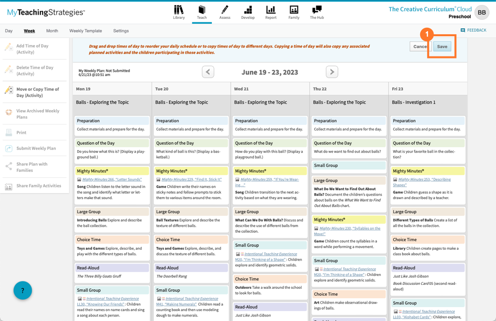 Using the Week View Calendar