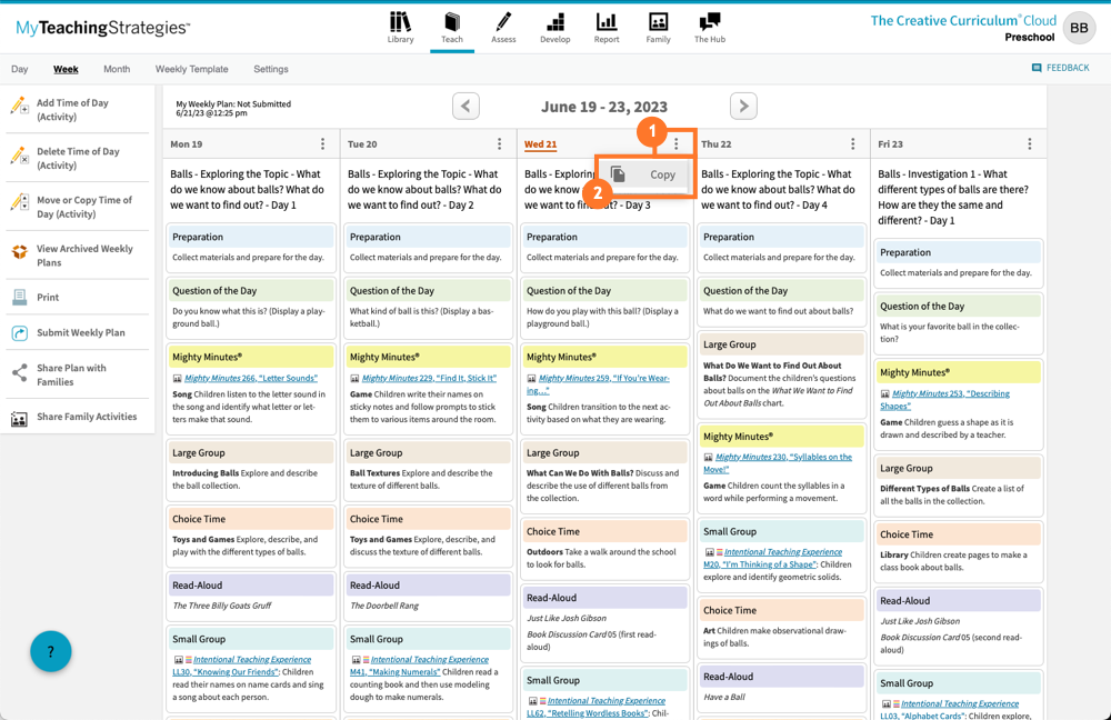 Using the Week View Calendar