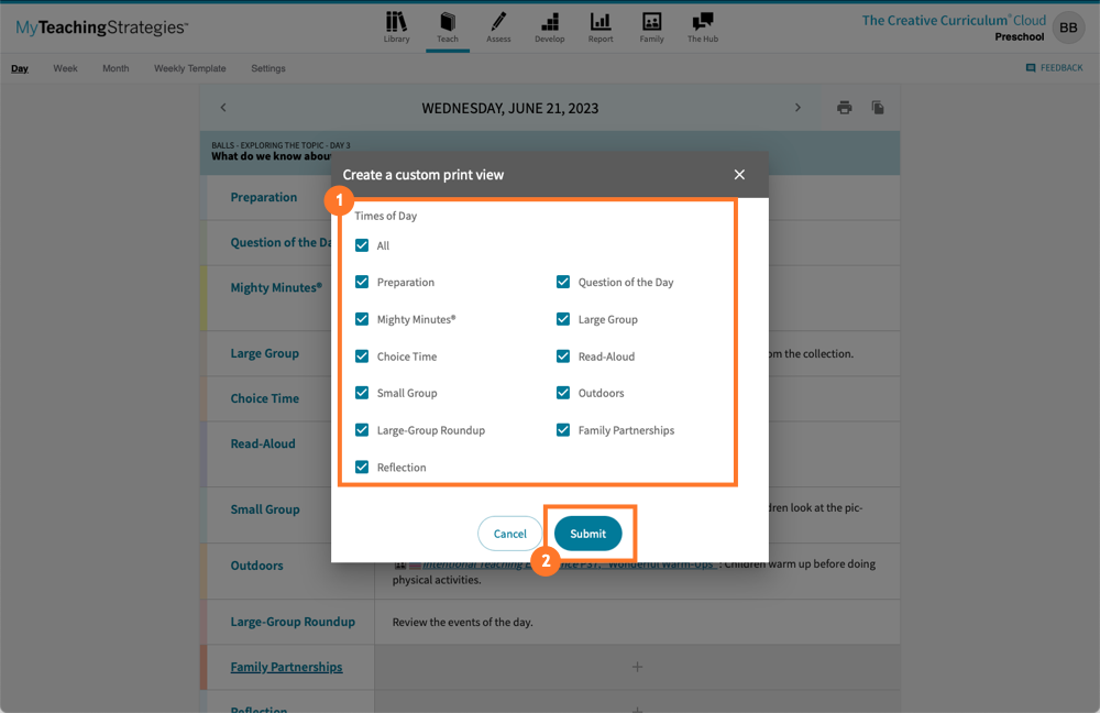 Using the Day View Calendar