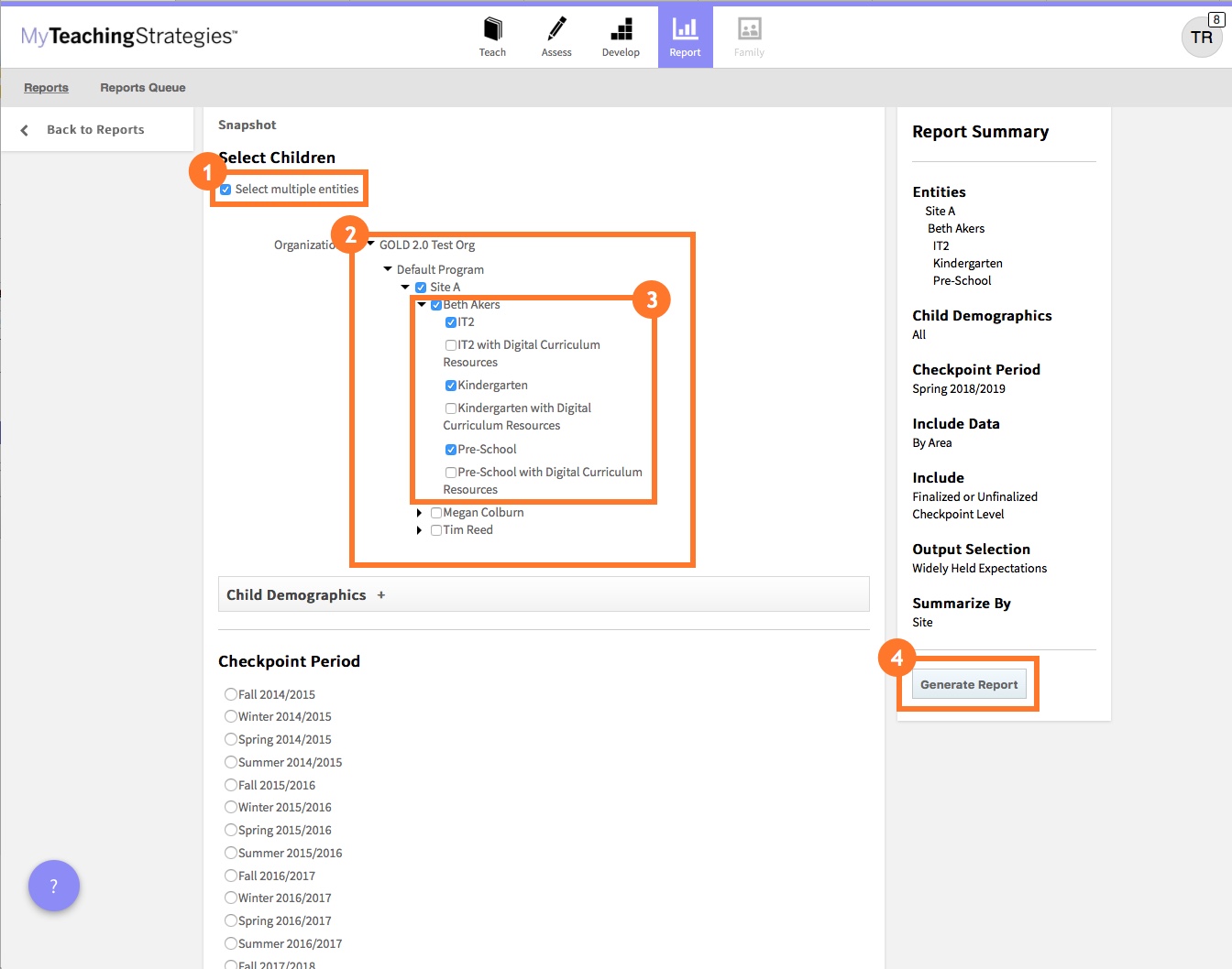 How do I generate the Snapshot Report for multiple classes as an ...