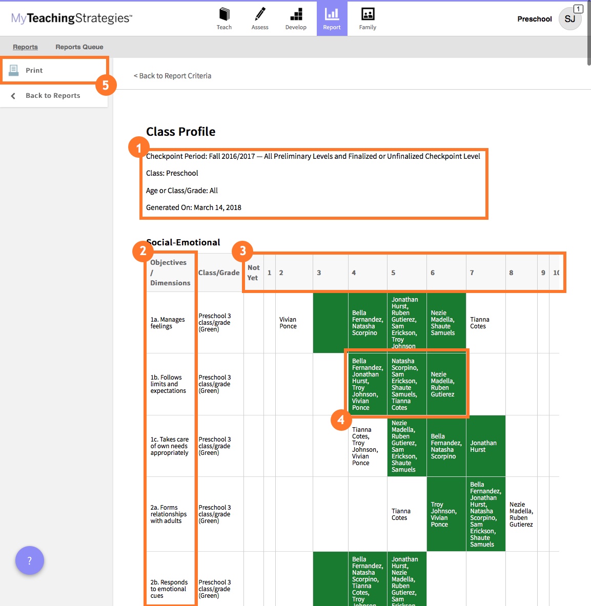 Class Profile Report - Teachers