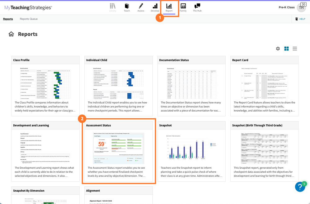 Assessment Status Report - Teachers
