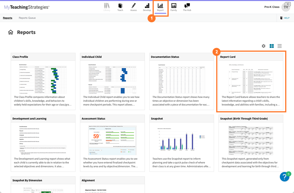 Report Card - Teachers