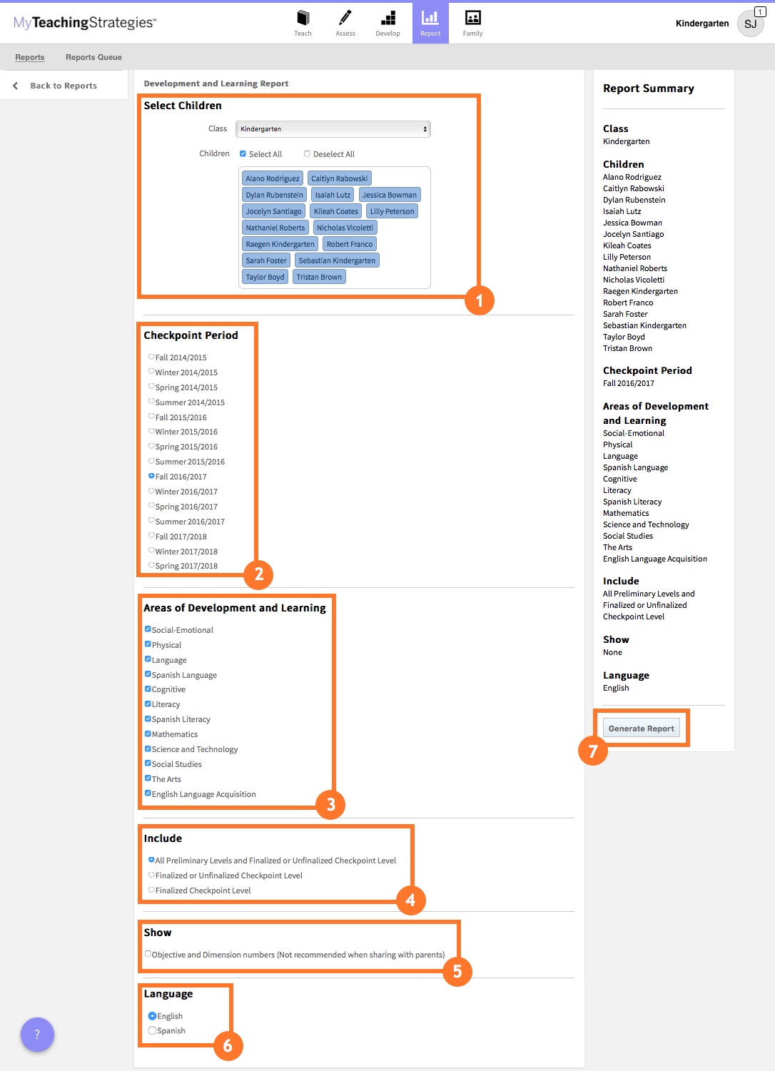 Development and Learning Report - Teachers