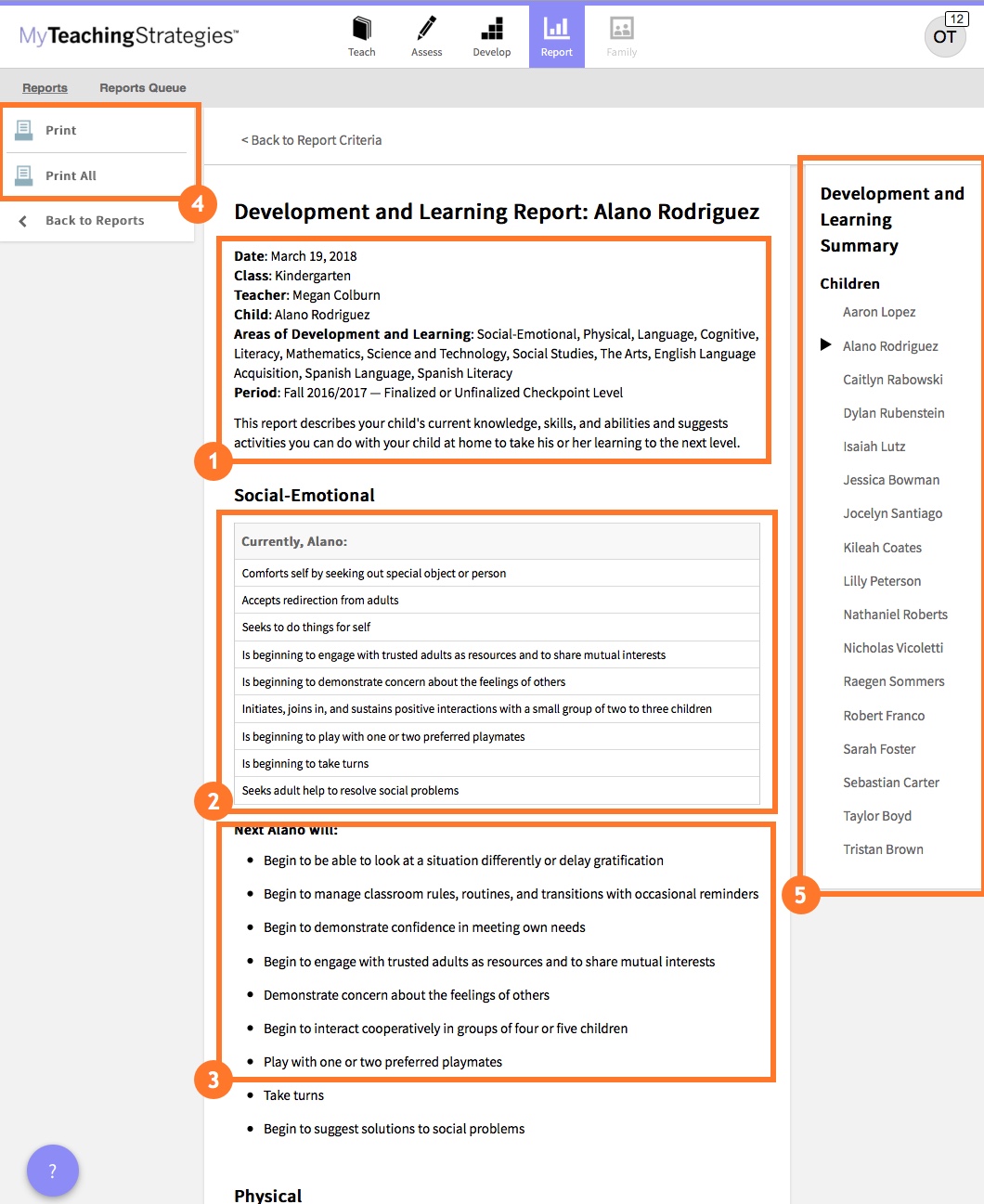 Development and Learning Report - Administrators