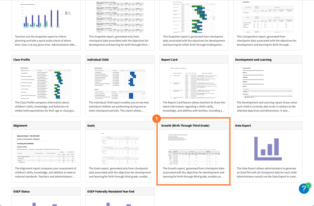 Growth (Birth Through Third Grade) Report