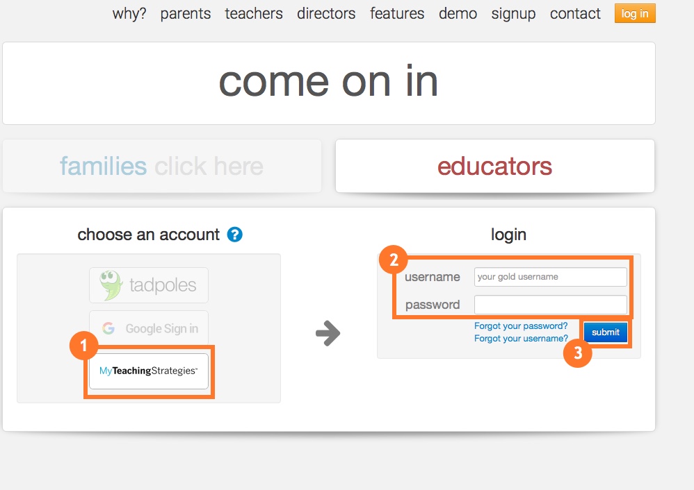 Logging In To Tadpoles - Teachers
