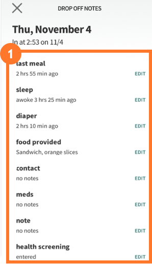 Why do families see limited options for drop-off notes in Tadpoles?