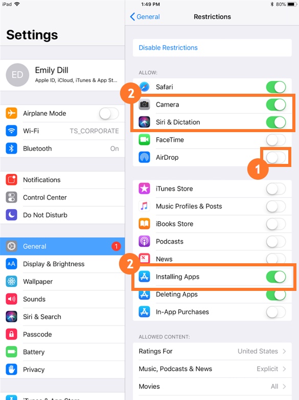 How do I set restrictions on Apple mobile devices?