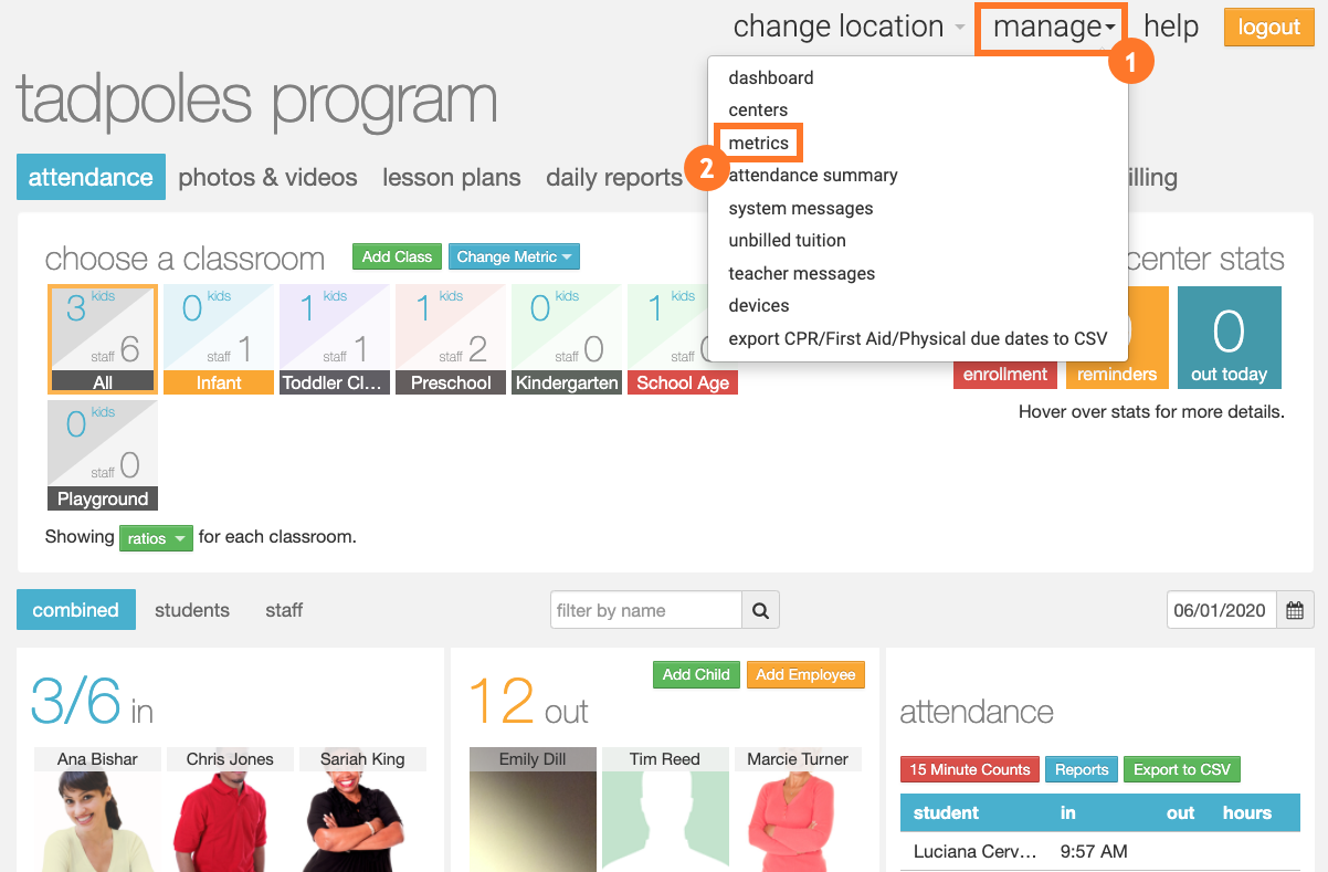 Family Engagement Metrics in Tadpoles