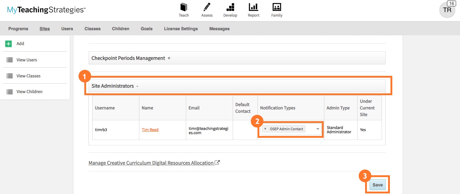How do I assign administrators as OSEP contacts so they receive exit ...