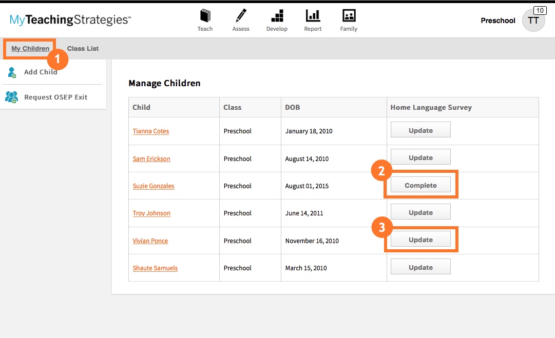 Completing the Home Language Survey