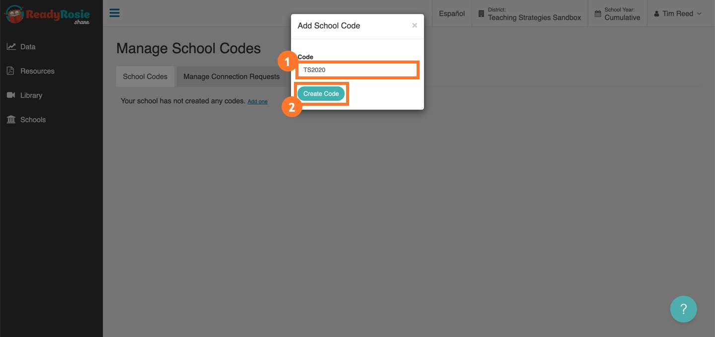 Using School Codes in ReadyRosie