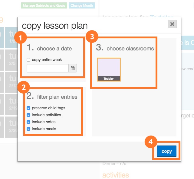 Copying Lesson Plans in Tadpoles