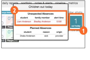 How can Tadpoles alert families if their child is not checked in by a ...