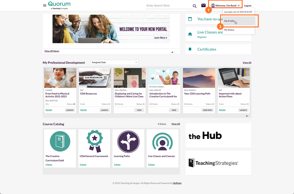 How do I update my time zone in Quorum?