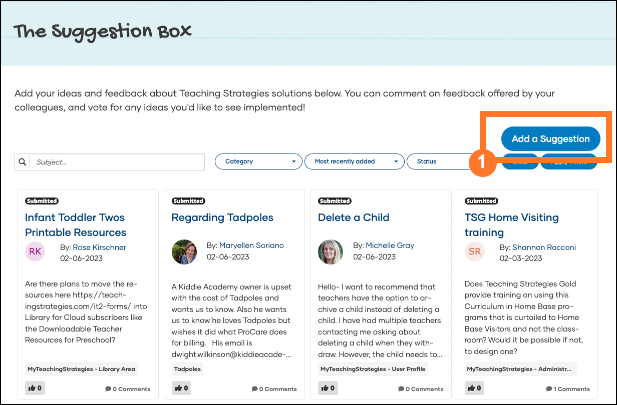 Accessing The Suggestion Box