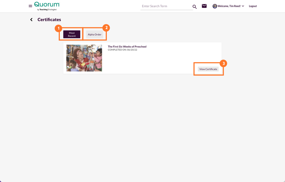 Accessing Completed Online Professional Development Certificates